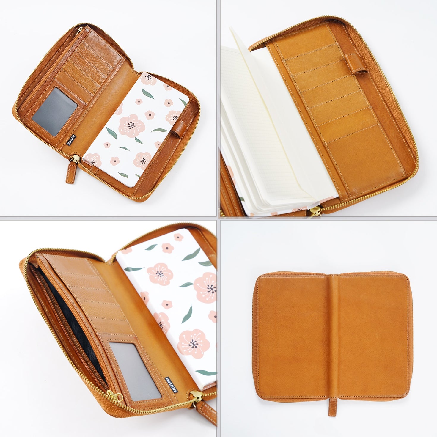 Moterm Full Grain Vegetable Tanned Cowhide Planner Zip Weeks 2.0 Cover ...