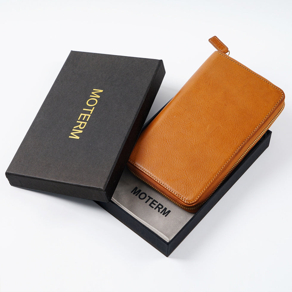 Moterm Full Grain Vegetable Tanned Cowhide Planner Zip Weeks 2.0 Cover ...