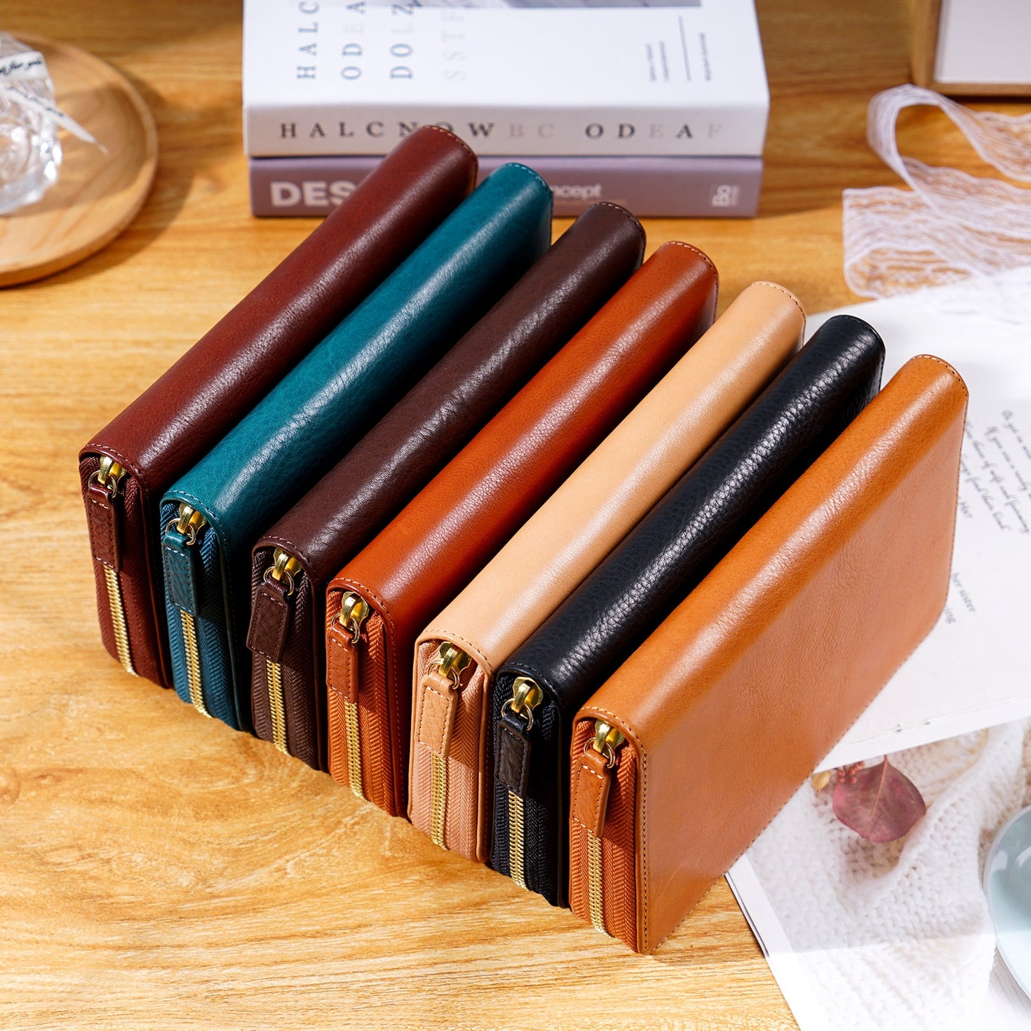 Moterm Full Grain Vegetable Tanned Cowhide Planner Zip Weeks 2.0 Cover ...