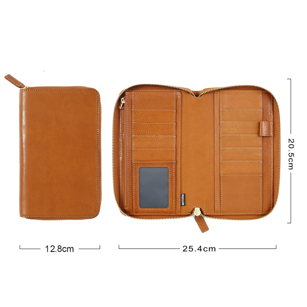 Moterm Full Grain Vegetable Tanned Cowhide Planner Zip Weeks 2.0 Cover ...