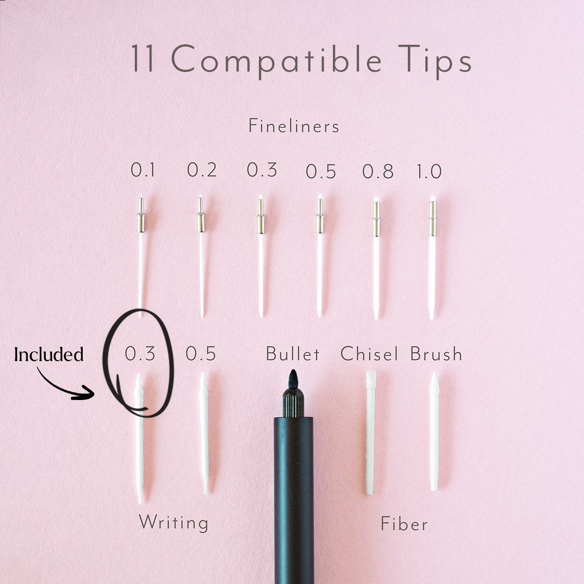 BLACK LUMOS WRITE Refillable Fineliner & Brush Pen Anodized Aluminum F ...