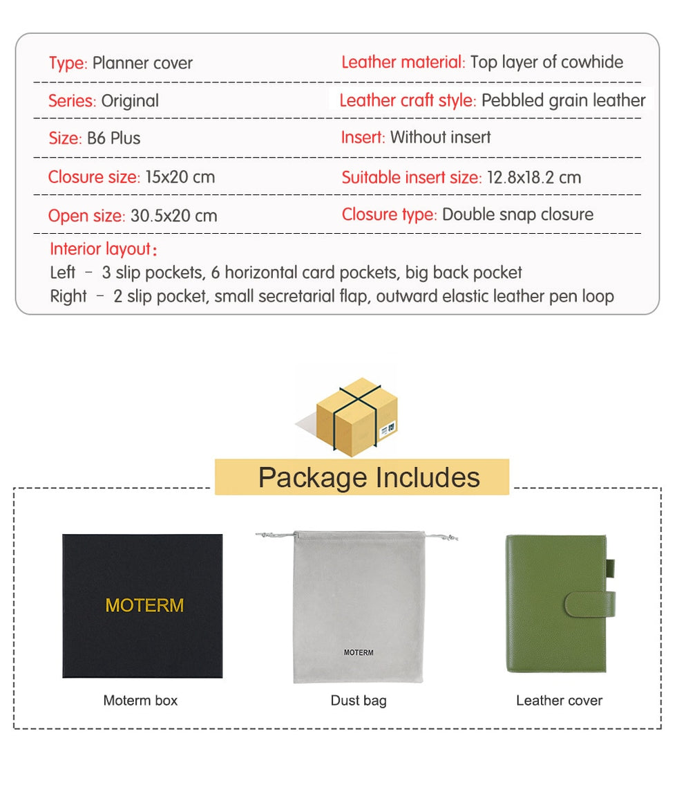 Moterm Original Series Leather B6 Plus Cover for B6 Stalogy Notebook G ...