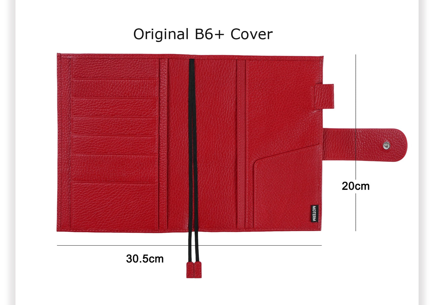 Moterm Firm Pebbled Grain Leather A5 A6 B6 Weeks Cherry Red Color Genu ...