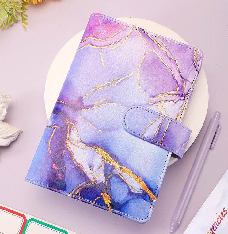 Tie Dyed Marble Color A6 Vegan Leather DIY Binder Notebook Cover Diary ...