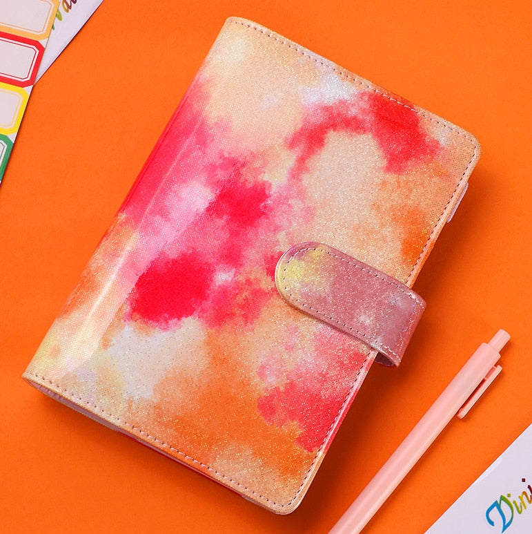 Tie Dyed Marble Color A6 Vegan Leather DIY Binder Notebook Cover Diary ...