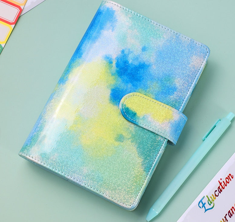 Tie Dyed Marble Color A6 Vegan Leather DIY Binder Notebook Cover Diary ...
