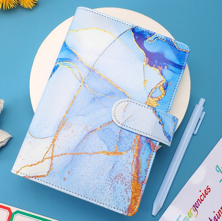 Tie Dyed Marble Color A6 Vegan Leather DIY Binder Notebook Cover Diary ...