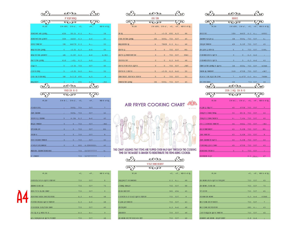 DIGITAL PRINTABLE Air Fryer Cooking Chart, Air Fryer Temp Chart, Air F ...