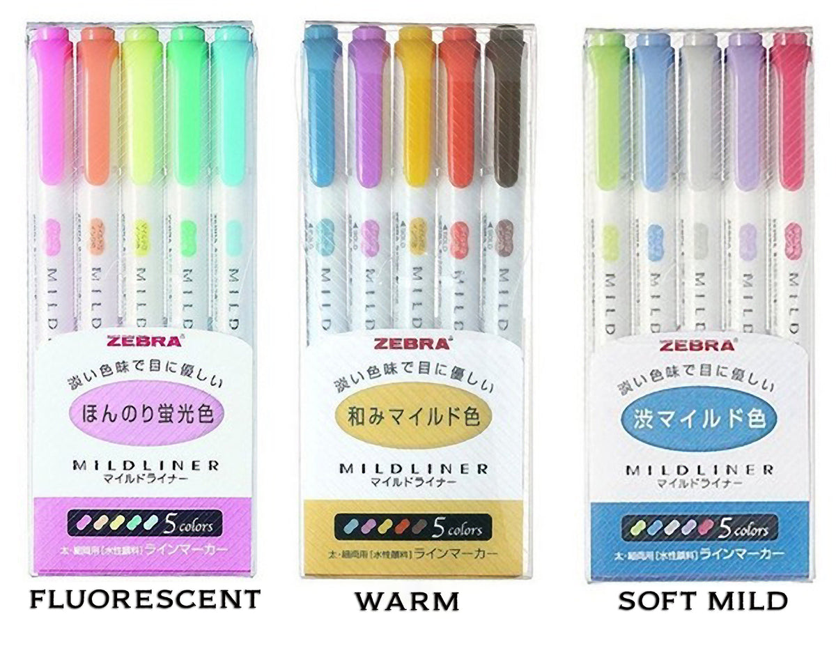 Zebra Mildliner SUNNY MILD Mildliner Set of 5 | Green Package Set WKT7 ...