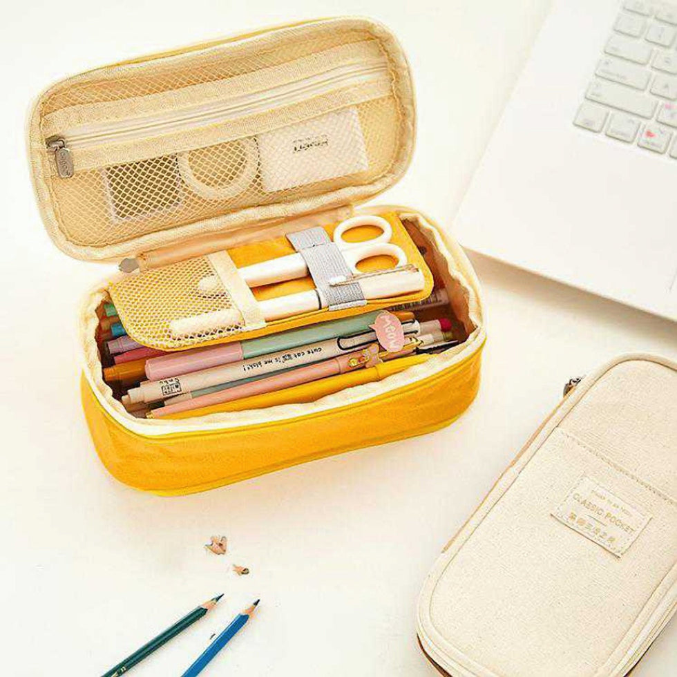 ANGOO BLACK Expandable Canvas Pen Case Pencil Case Expandable Case Sto ...