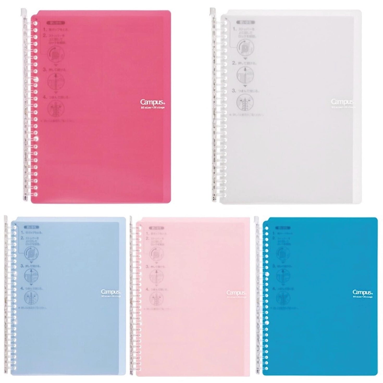 Kokuyo B5 Campus LIGHT PINK B5 Smart Ring Binder Notebook Sp706 26 Rin – The Stationery Manor!