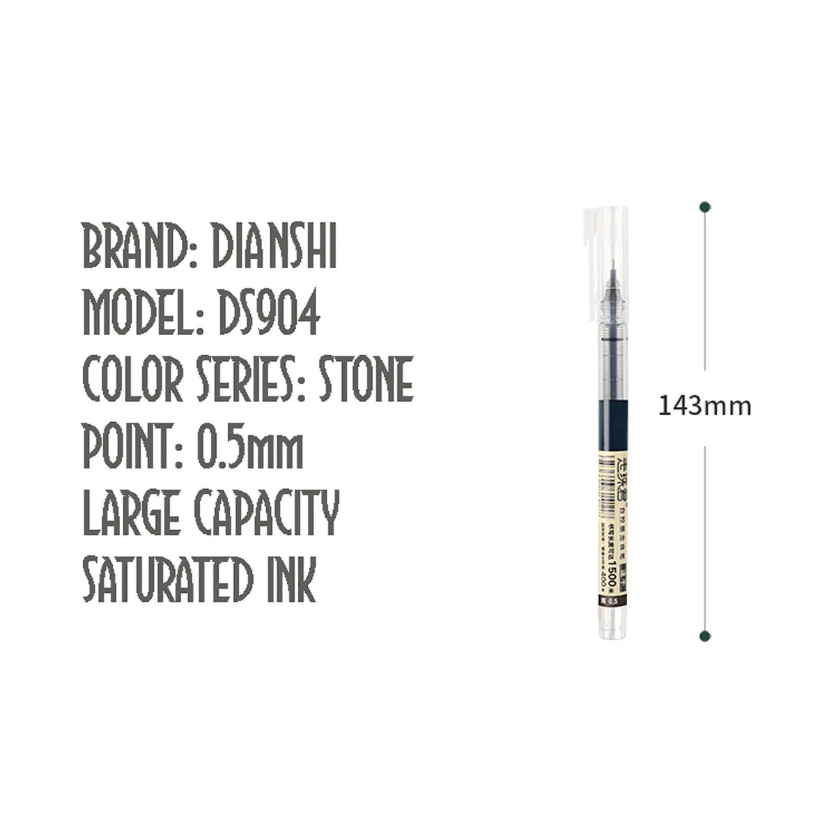 Dianshi TURQUOISE Stone Series Saturated Ink Large Capacity Gel Pen 0 ...