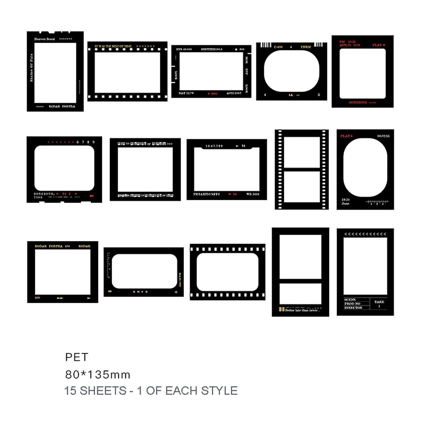 TRANSPARENT PET Picture FRAME Stickers Music Theme Stickers Border Sti ...