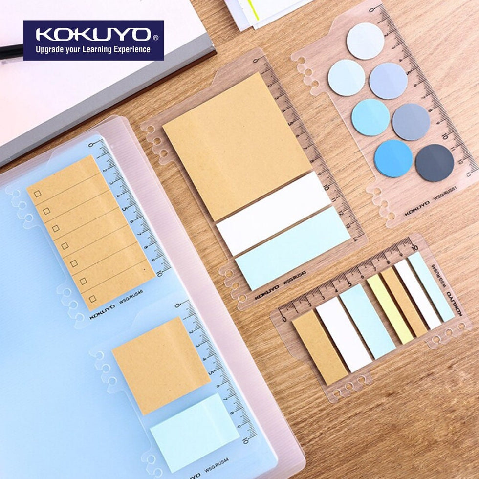 Kokuyo 2Way KRAFT & BLUE Sticky Pads Loose Leaf Smart Ring Binder Spir ...