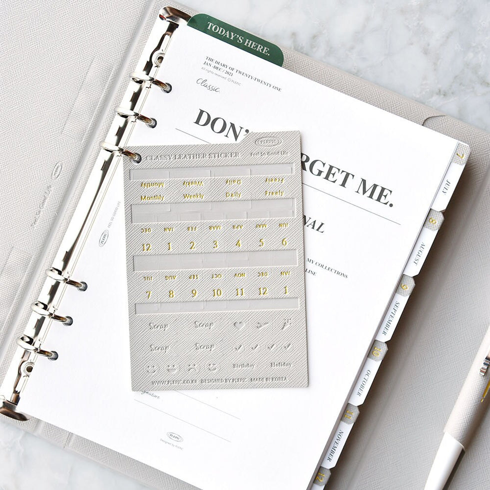 PLEPIC COLOR PU Classy Leather Index Tabs Monthly Index Tabs Weekly In ...