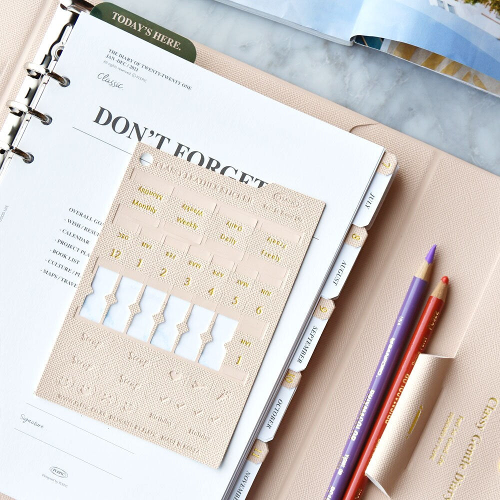 PLEPIC COLOR PU Classy Leather Index Tabs Monthly Index Tabs Weekly In ...