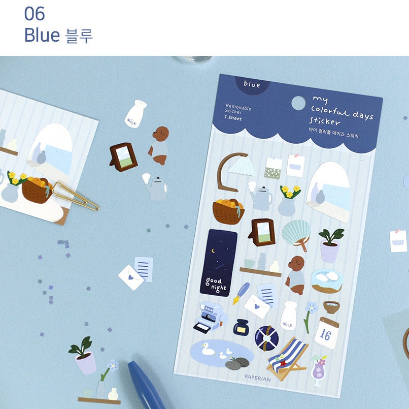 Paperian BLUE My COLORFUL Days Stickers Planner Stickers Lifestyle Sti ...