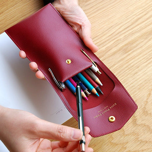 Plepic Extra PENCIL Pocket BEIGE Pen Case PU Pencil Case Storage Case ...