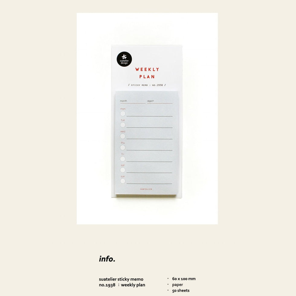 Suatelier WEEKLY PLAN By Day List Planner Sticky Notes Weekly Schedule ...