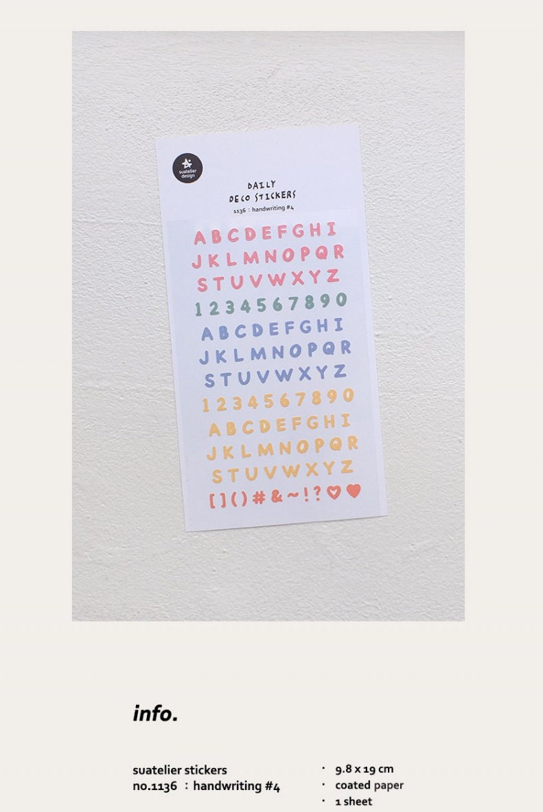 Suatelier HANDWRITING #4 PVC Transparent Stickers Planner Stickers Let ...