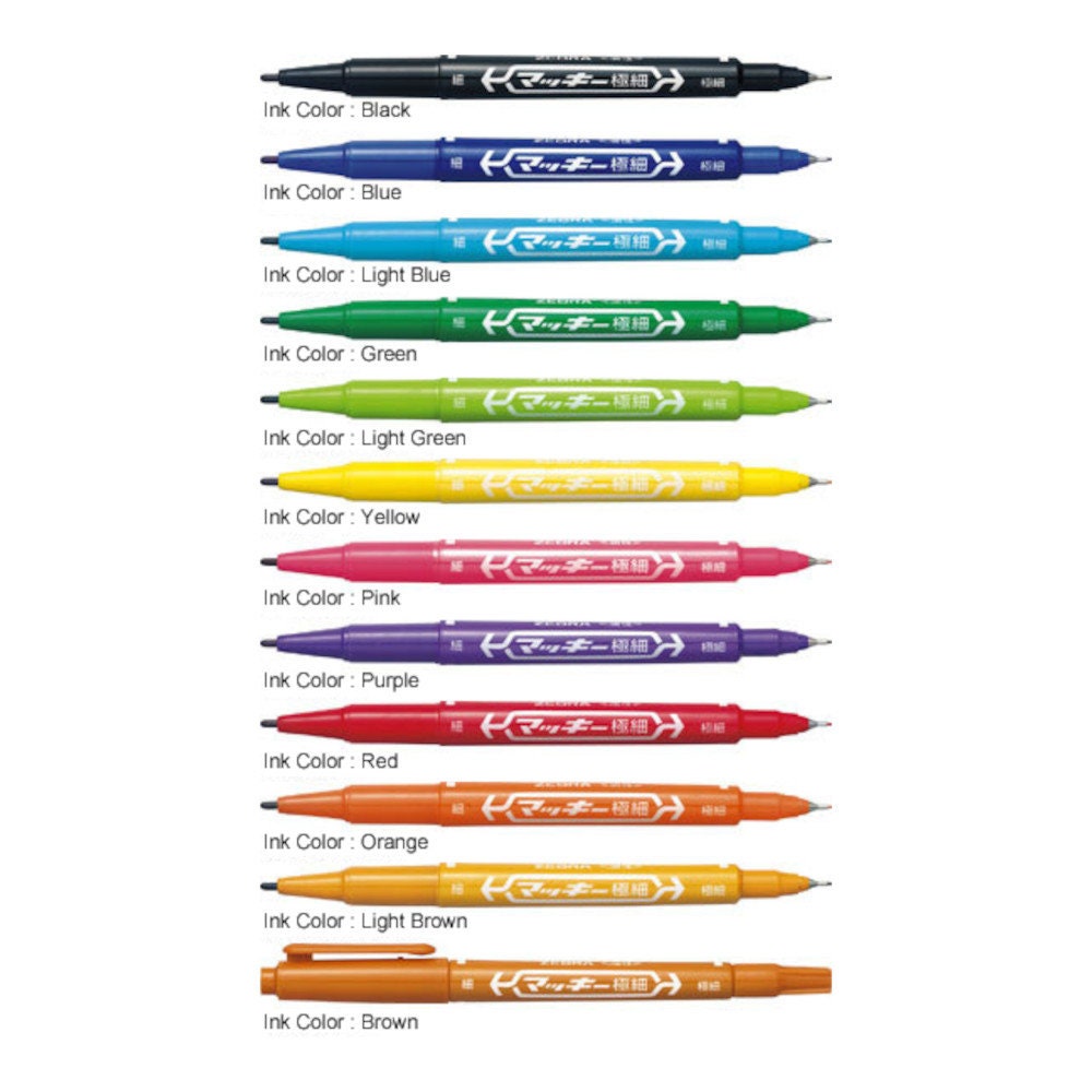 Zebra McKee GREEN Permament Dual End Marker Oil-Based Ink Fine and Ext ...