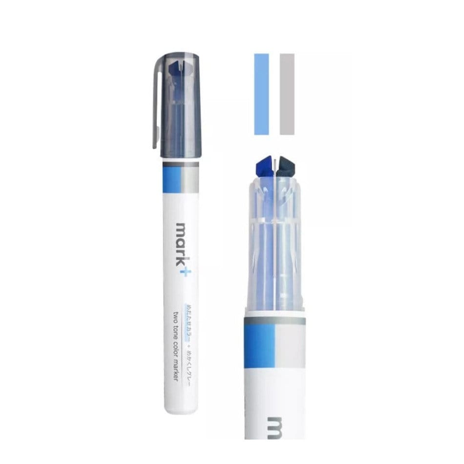 Kokuyo Mark+ GREEN Plus GRAY Two Tone Highlighter Dual Way Highlighter ...