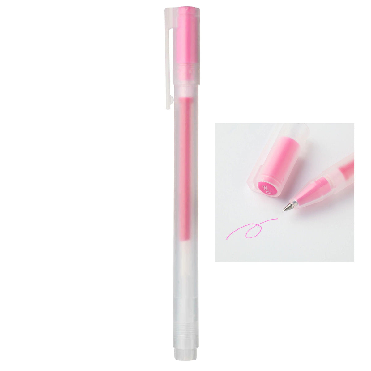 MUJI Japan PINK Gel Ink Cap Type Ballpoint Pen 0.38mm Muji Gel Pen Smo ...
