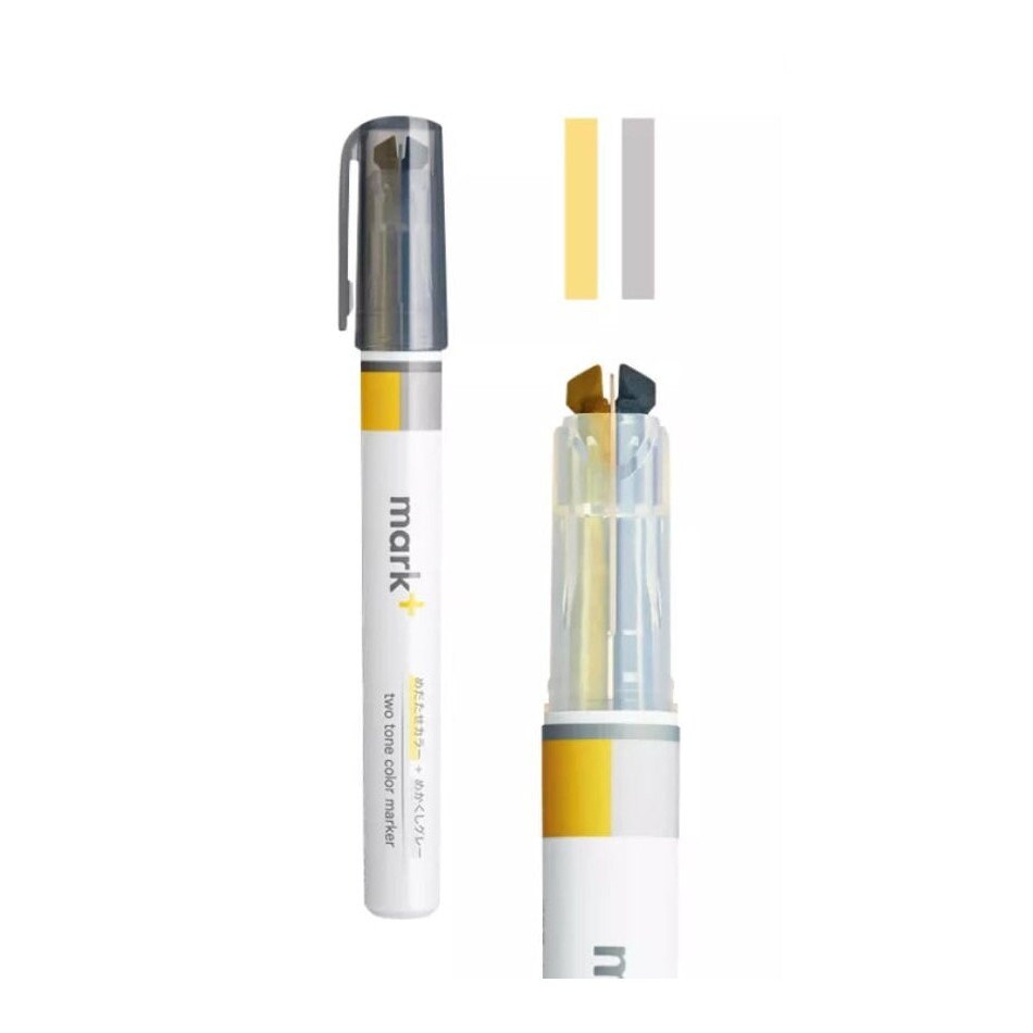 Kokuyo Mark+ GREEN Plus GRAY Two Tone Highlighter Dual Way Highlighter ...