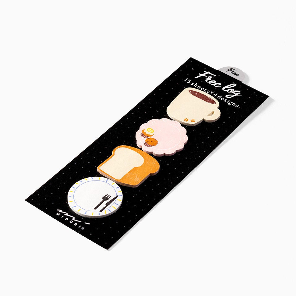 Midori CAFÉ Food Sticky Notes Coffee Toast Muffins Lunch Plate Bullet ...