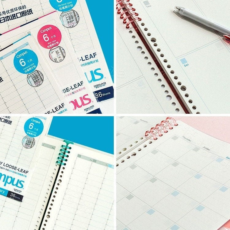 Kokuyo B5 Campus TIMELINE Study Planner Diary Loose Leaf Paper 26 Hole ...