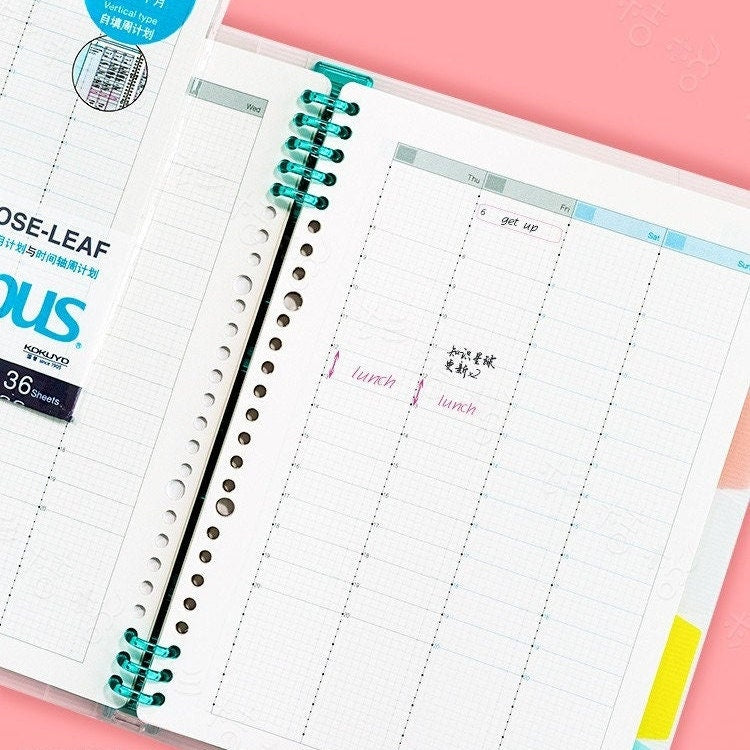 Kokuyo B5 Campus TIMELINE Study Planner Diary Loose Leaf Paper 26 Hole ...