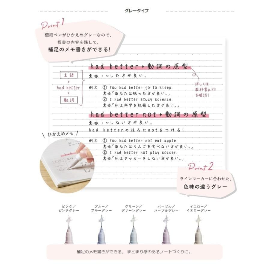 Kokuyo Mark+ GREEN Plus GRAY Two Way Highlighter and Gray Pen Two Way ...