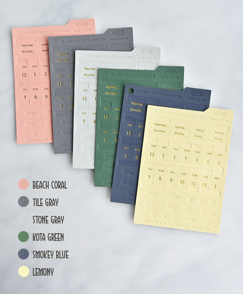 PLEPIC COLOR PU Classy Leather Index Tabs Monthly Index Tabs Weekly In ...