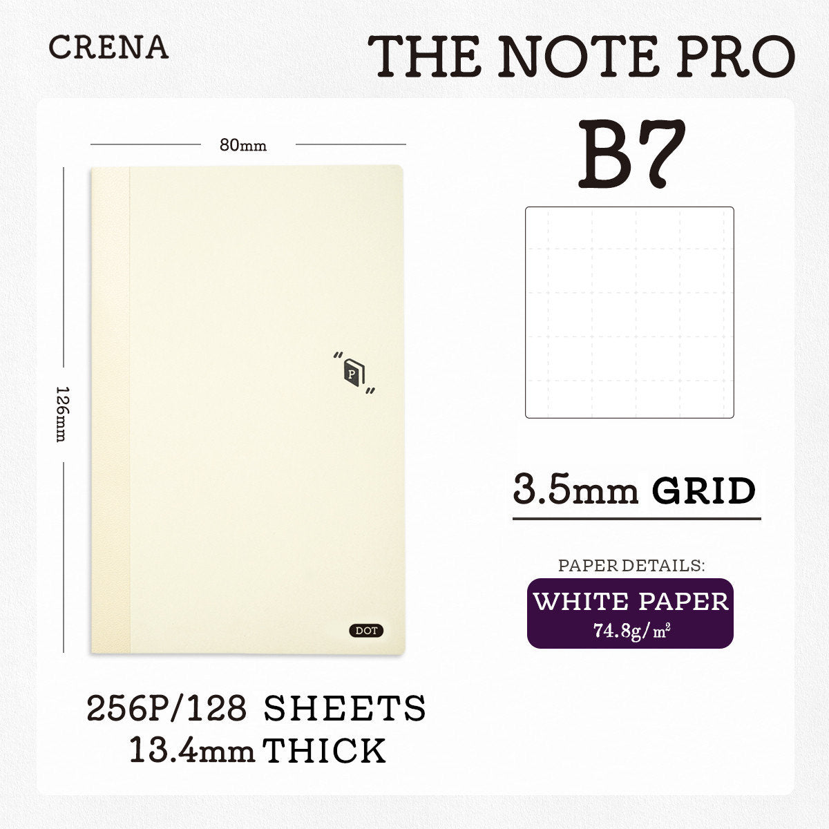 B6 TOMOE River Crena 3.5mm DOT Grid 52gsm Notebook Lay-Flat Notebook T ...