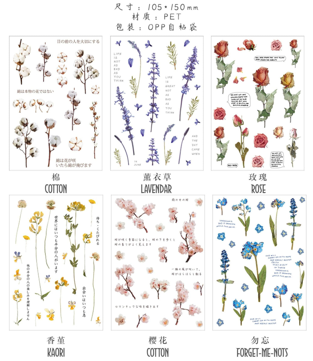 Realistic Flowers Blossoms PET Transparent Dainty Stickers | Lavender ...