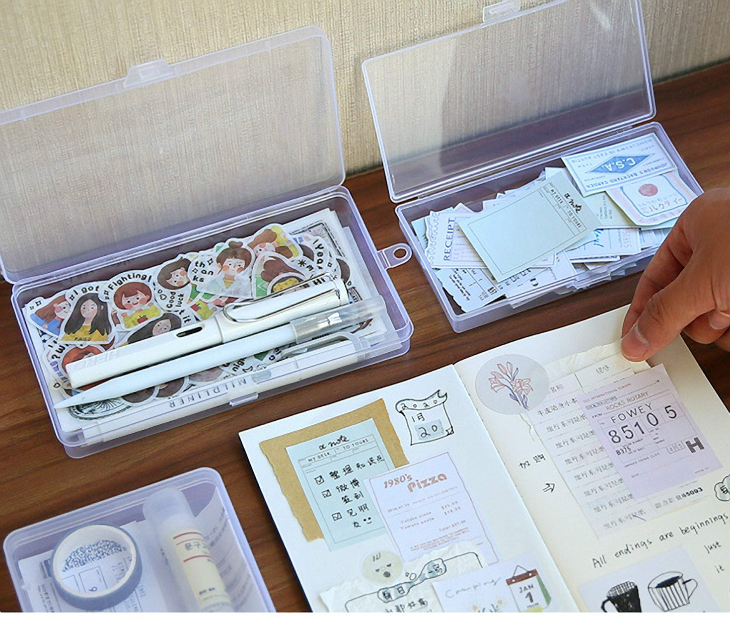 Small Loose Sticker Storage Box Planner Storage Clear Plastic Storage ...
